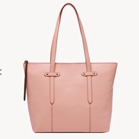 Fossil | Bags | Fossil Felicity Soft Pink Pebbled Leather W Brown Gold ...